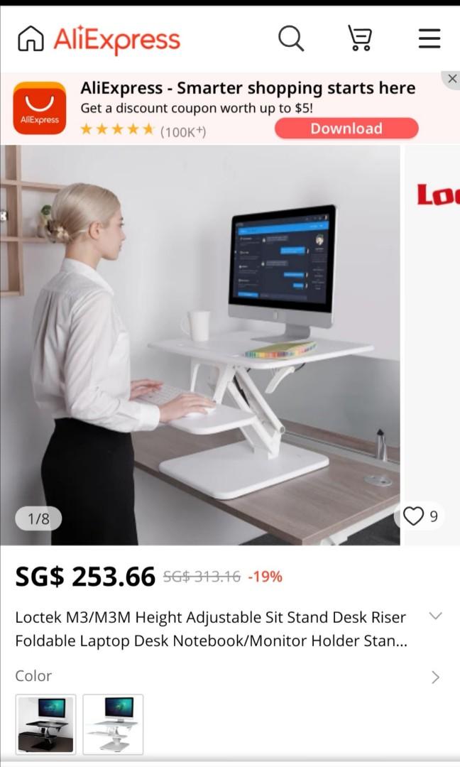 Loctek M3/M3M Height Adjustable Sit Stand Desk Riser Foldable Laptop ...