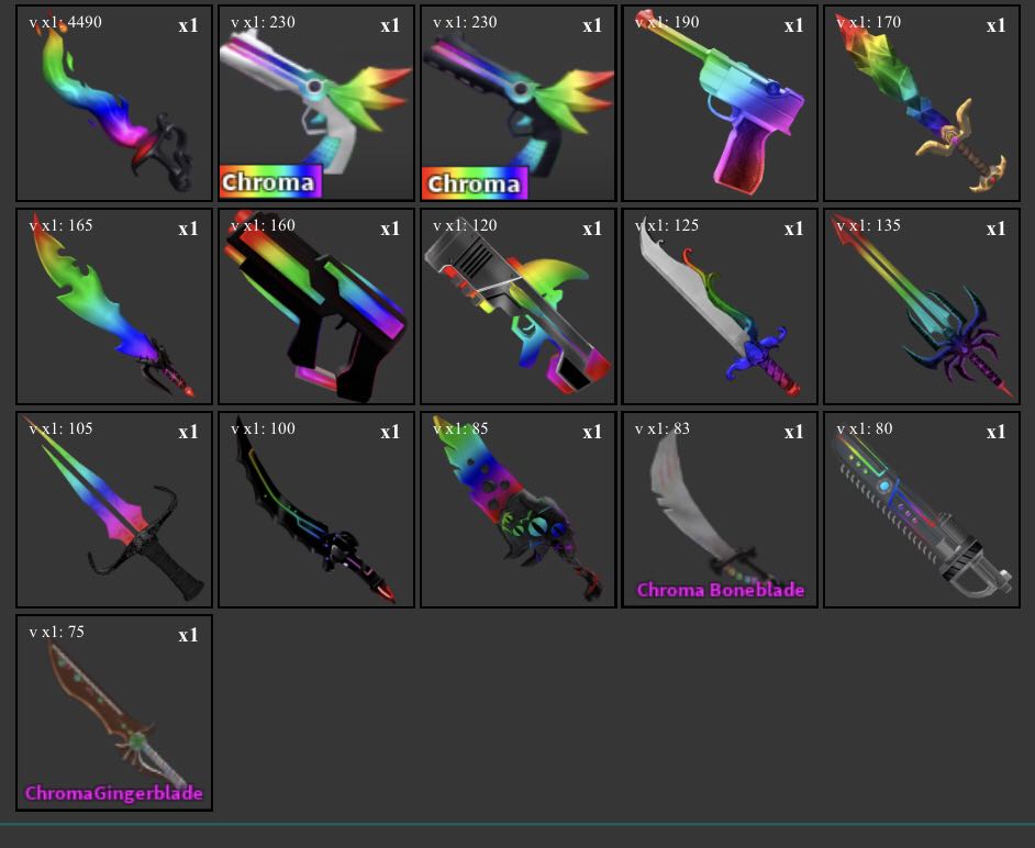 Mm2 Limited bundle ultimate set or whole set, Video Gaming, Gaming Accessories, In-Game Products ...