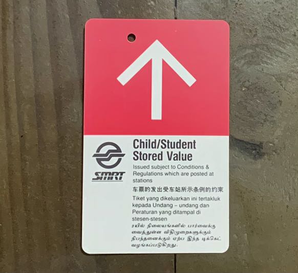 Singapore SMRT train child, student card MRT used (back some fading ...