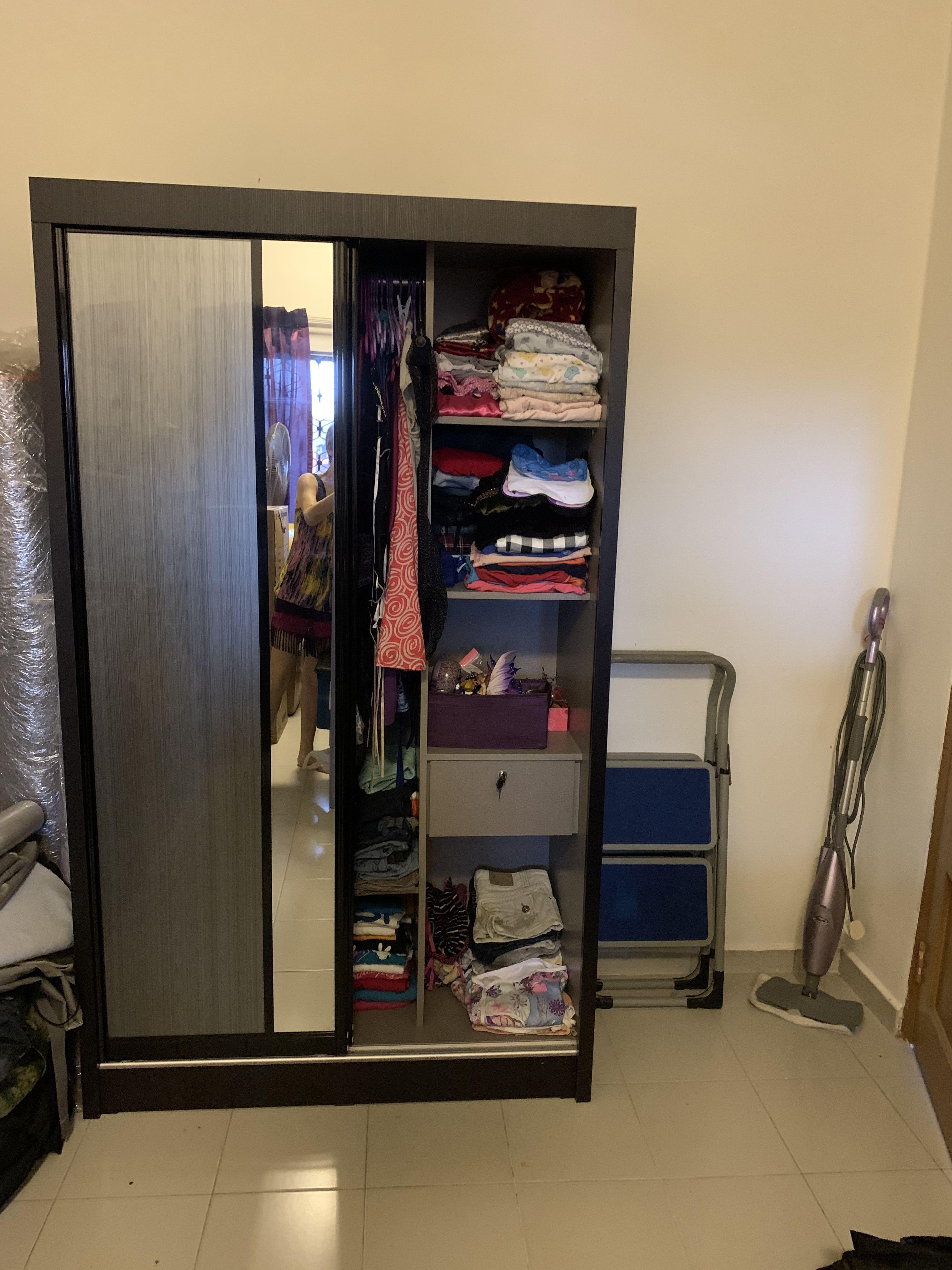 Sliding Doors Wardrobe with partial mirror design, Furniture & Home ...