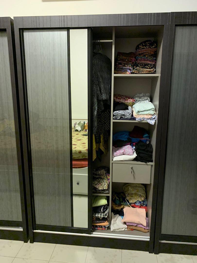 Sliding Doors Wardrobe with partial mirror design, Furniture & Home ...