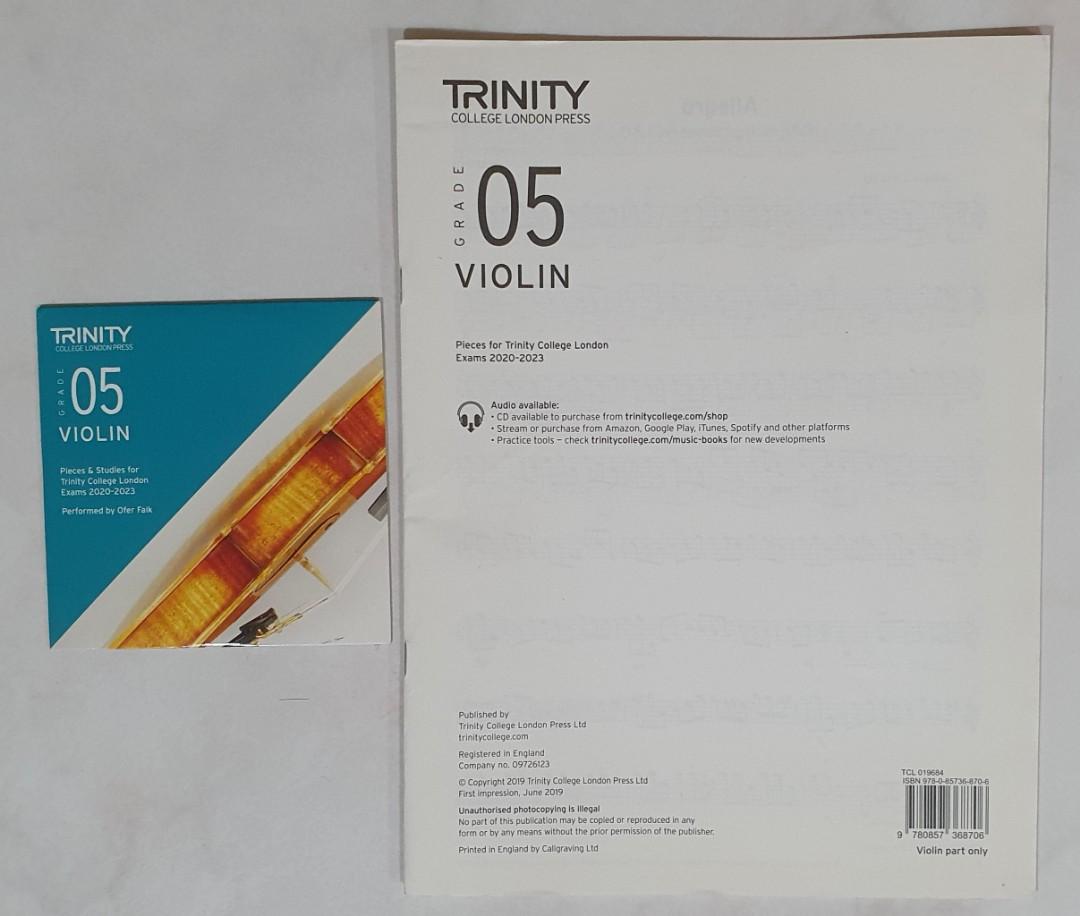 (From 2020 onwards) Trinity Violin Grade 5 exam score and CD, Hobbies & Toys, Music & Media ...