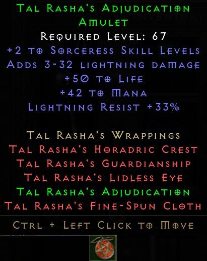 Tal Rasha's Amulet - 28Res 20Res Mara's Kaleidoscope - +2 Skills Rare ...