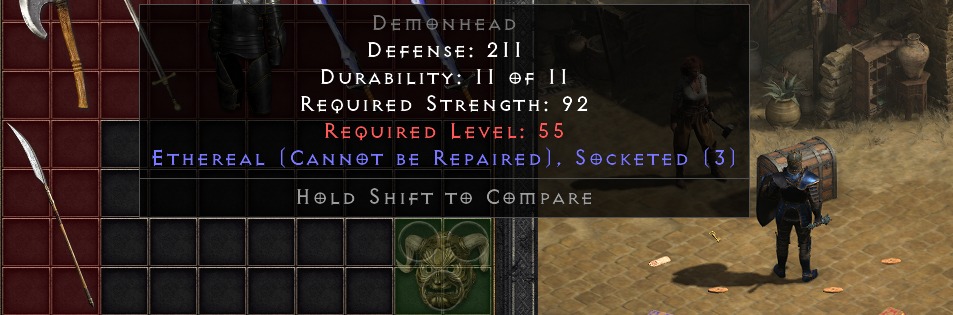 98 PC Diablo 2 Resurrected (D2R) 3 Sockets Ethereal Demonhead for ...