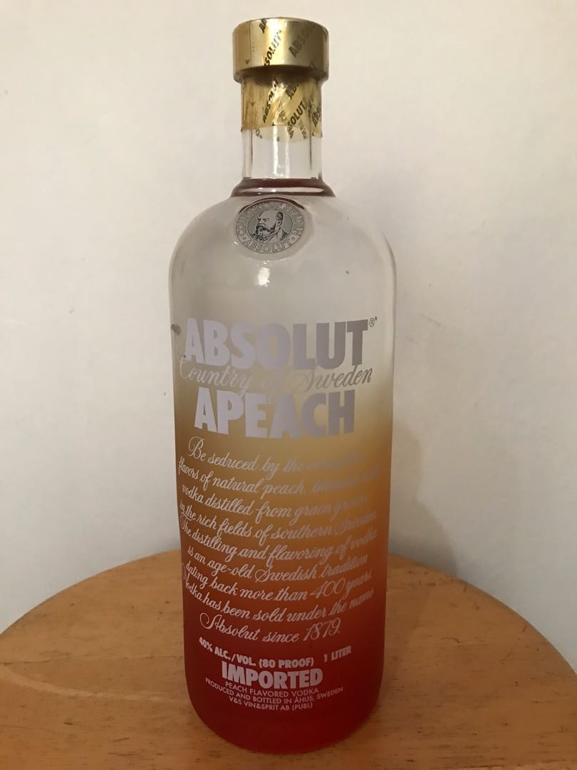 Absolut Vodka Peach 1 litre, Food & Drinks, Alcoholic Beverages on ...