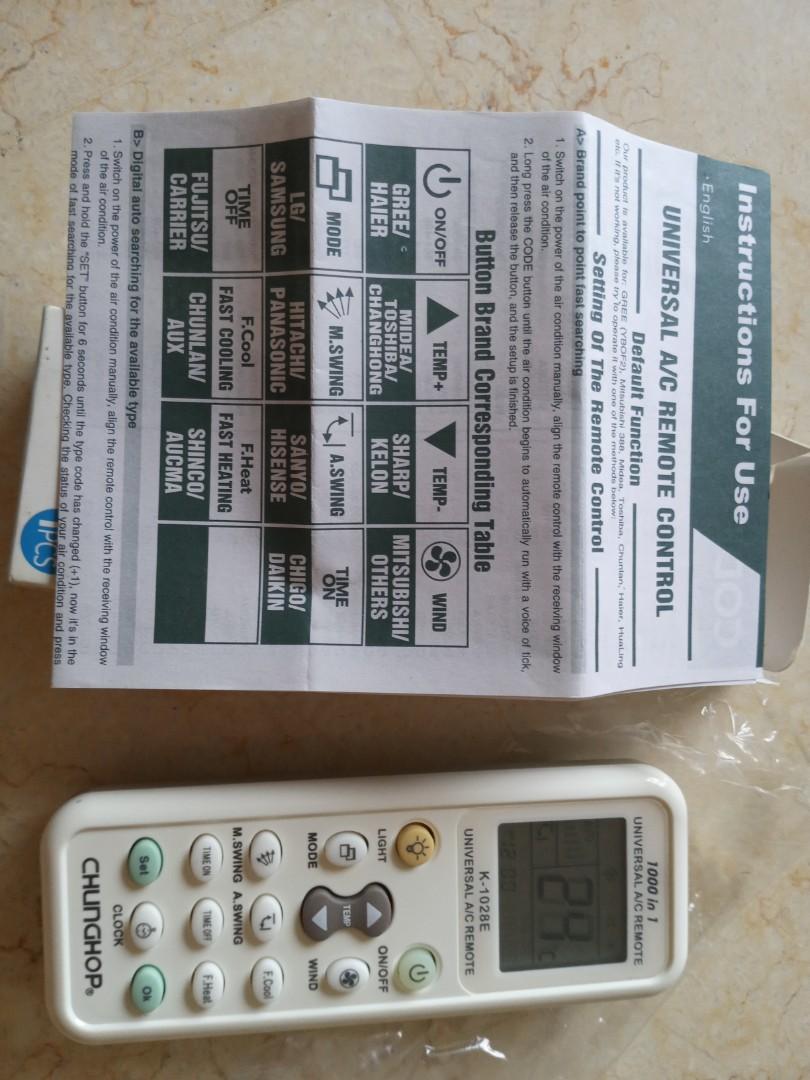Air Con Remote Controller, TV & Home Appliances, Air Conditioners ...
