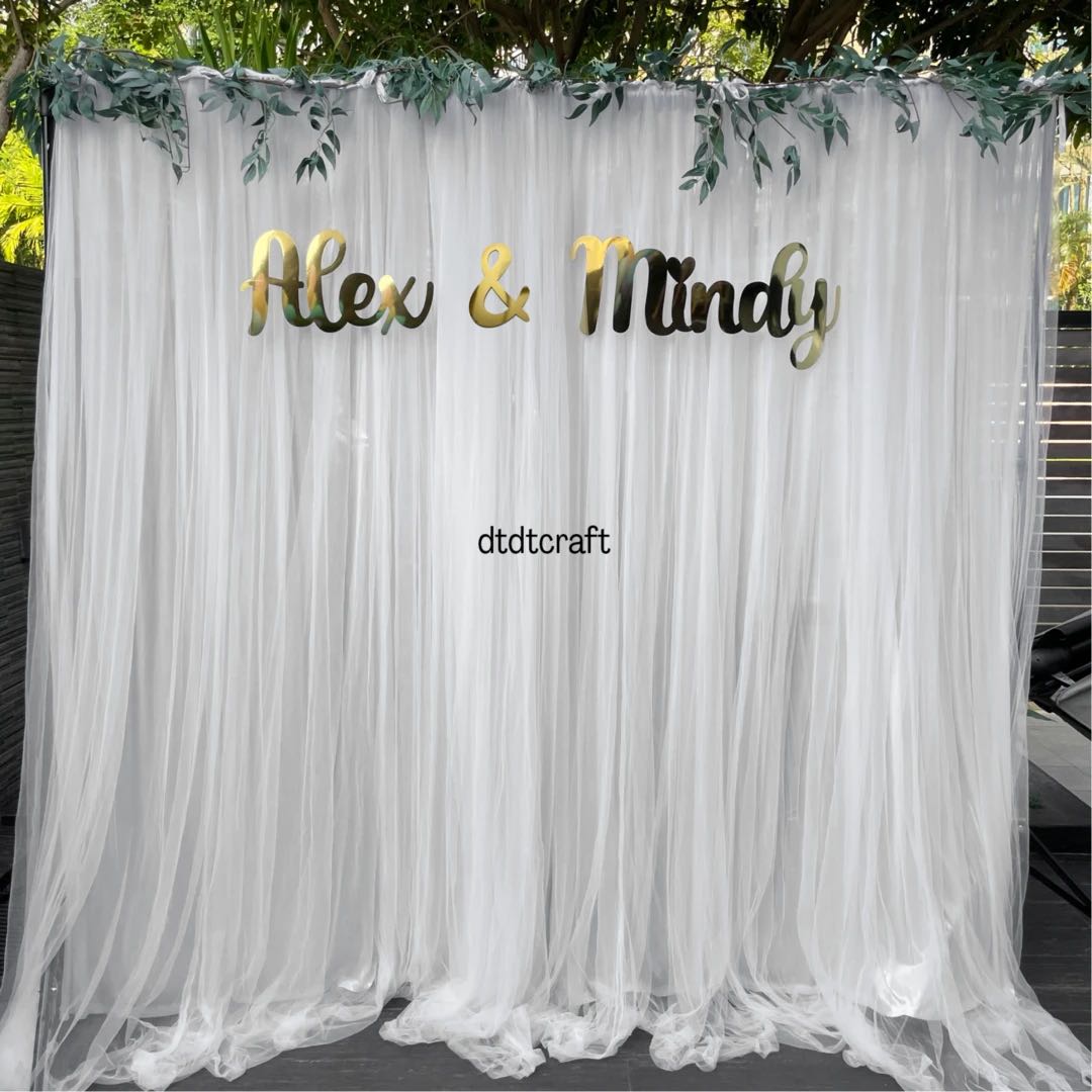 Backdrop Name Signage for Birthday and Wedding Parties Gold Chrome ...