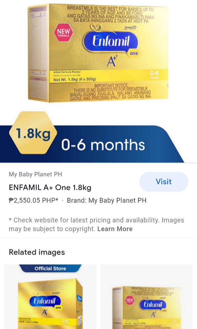 Enfamil A+ one 900 grams, Babies & Kids, Nursing & Feeding ...