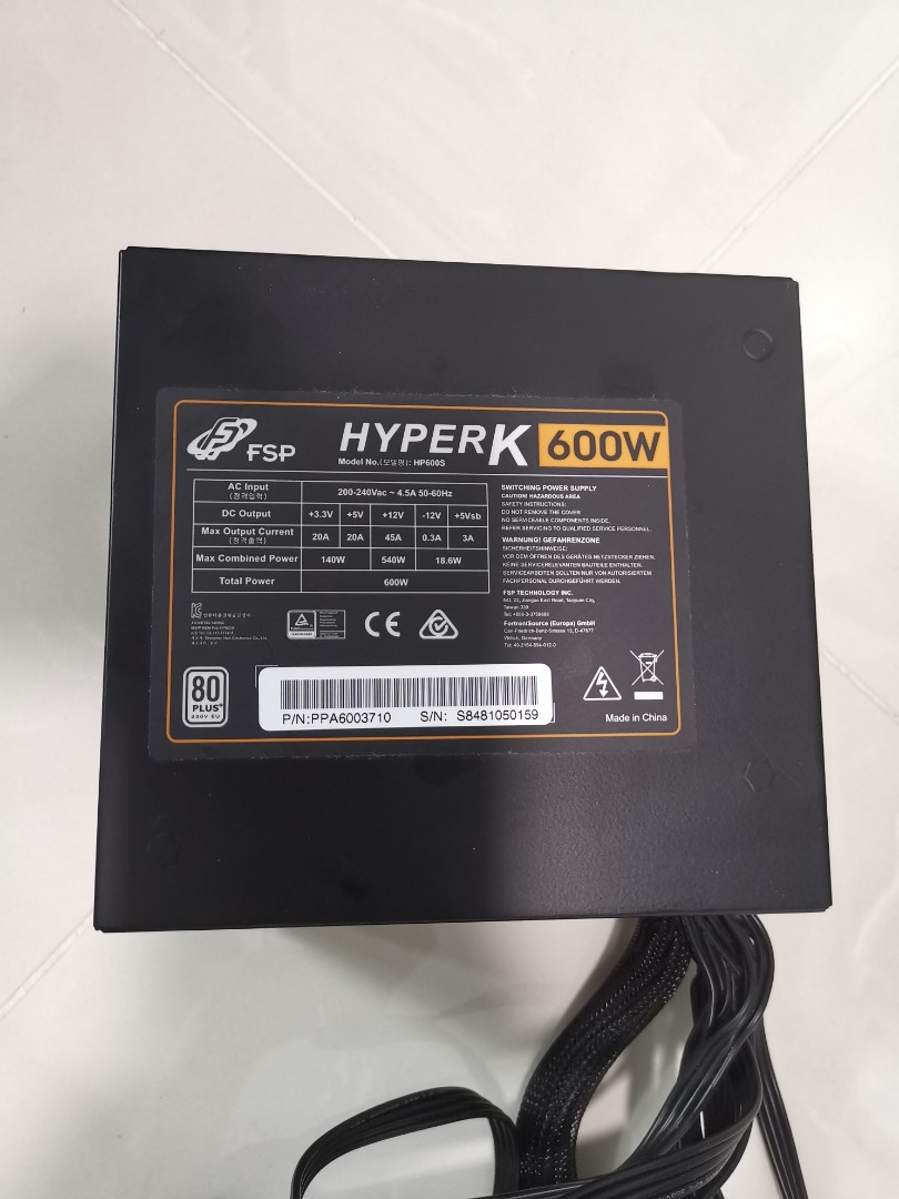 FSP Hyper K 600W PSU, Computers & Tech, Parts & Accessories, Computer ...