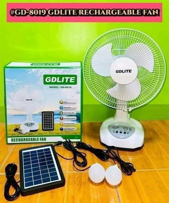 GD-8019 GDLITE RECHARGEABLE DESK FAN 12", Furniture & Home Living ...