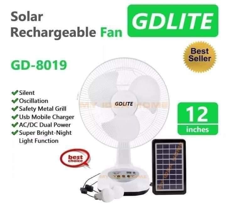 GD-8019 GDLITE RECHARGEABLE DESK FAN 12", Furniture & Home Living ...