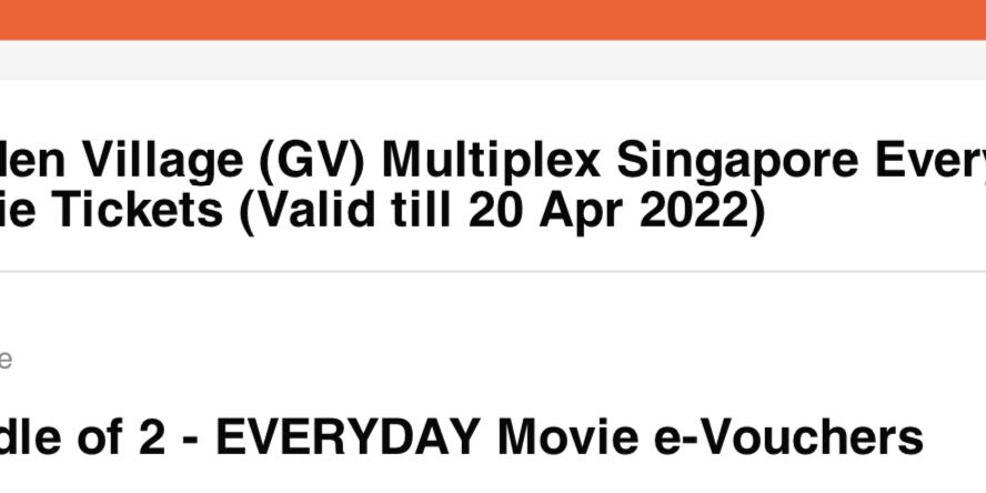 Golden Village movie ticket , Tickets & Vouchers, Vouchers on Carousell