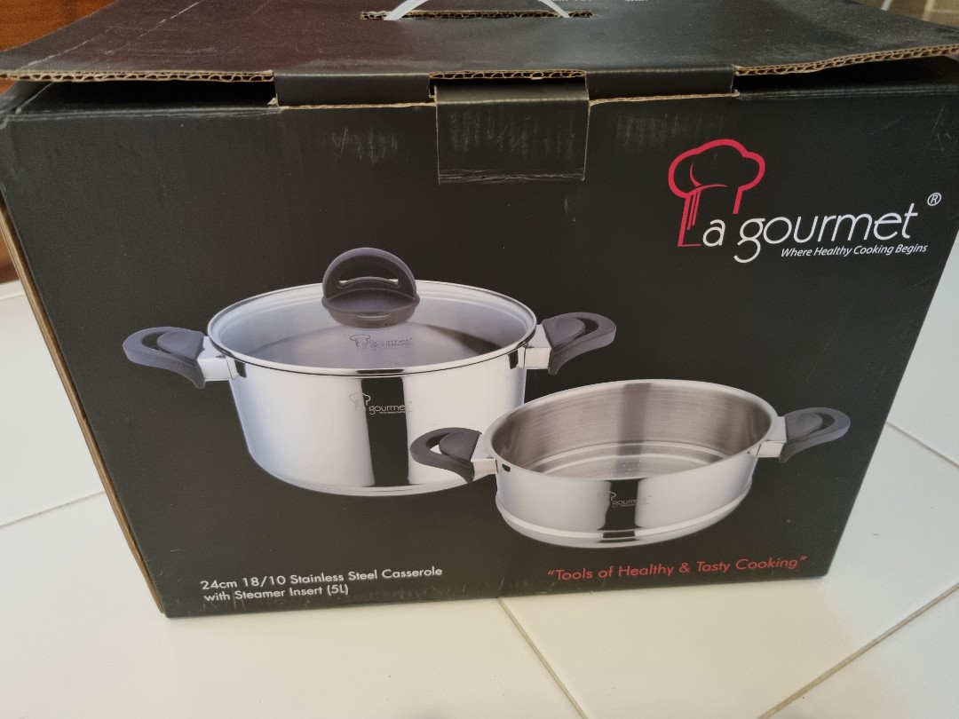 La Gourmet pot with steamer insert and cover, Furniture & Home Living ...
