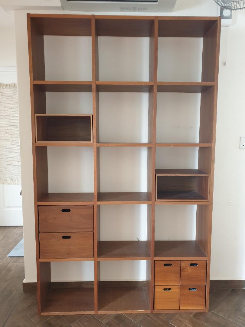 Muji Stacking Shelf (5x3, Walnut), Furniture & Home Living, Furniture ...