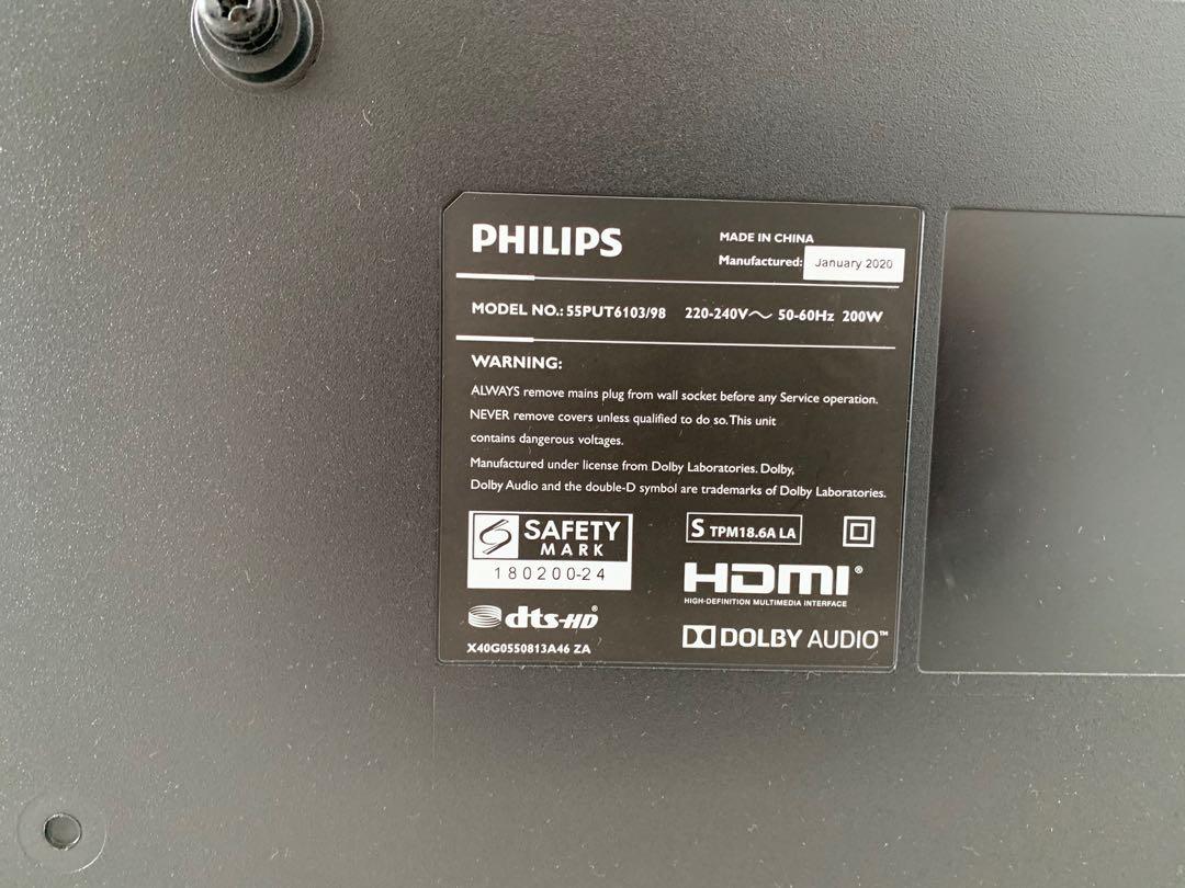 Philips 55 inch TV, TV & Home Appliances, TV & Entertainment, TV on ...