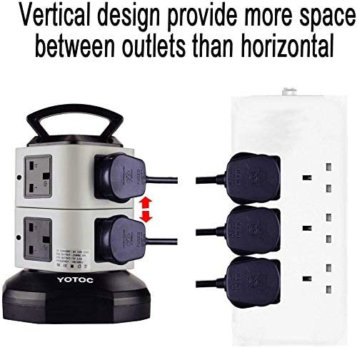 Power Strip, YOTOC 6 Way Outlet & 4 USB Ports Switched Multi Plug ...