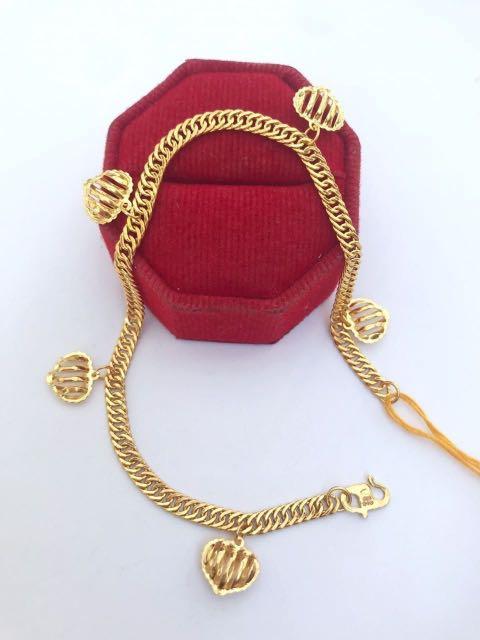 Rantai Tangan Lipan Jaring Emas 916, Women's Fashion, Jewelry ...