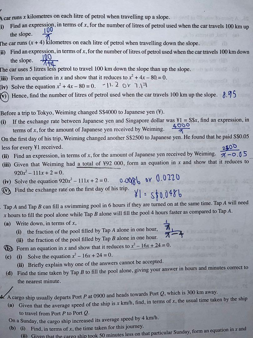 Sec 3 Shinglee New Syllabus Mathematics 7th Edition Workbook, Hobbies ...
