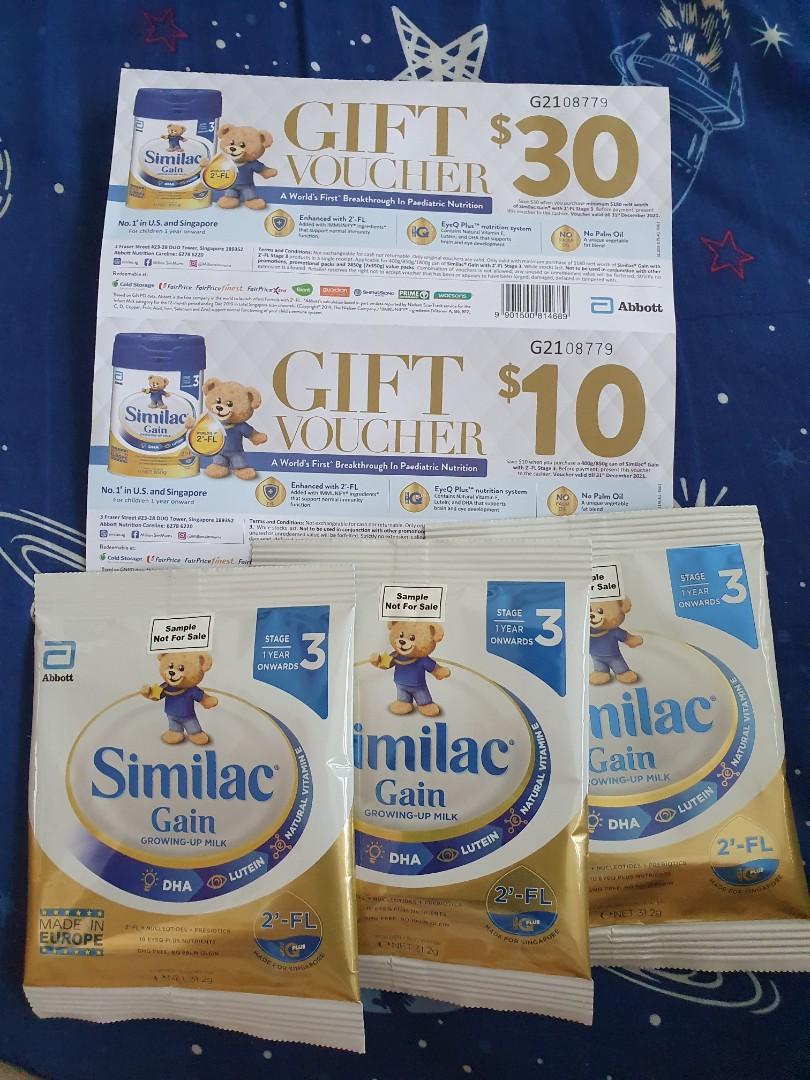 Similac Gain Stage 3 sachets and vouchers, Babies & Kids, Nursing ...