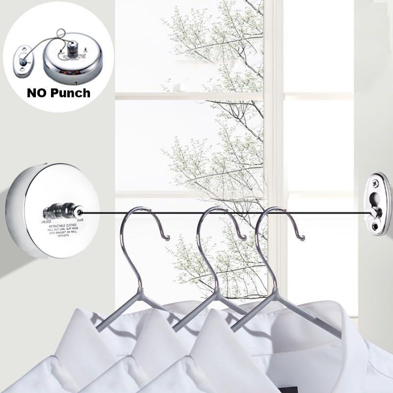 Stainless Steel Balcony Invisible Retractable Clothesline Clothes ...