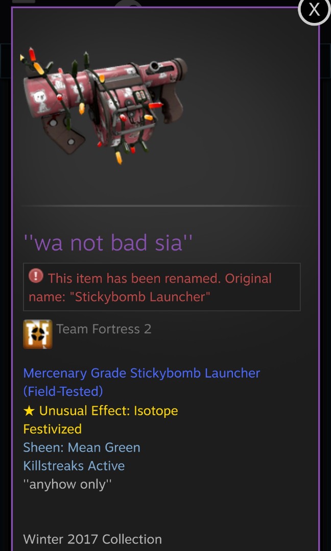 TF2 unusual (isotope) sticky launcher, Video Gaming, Gaming Accessories ...