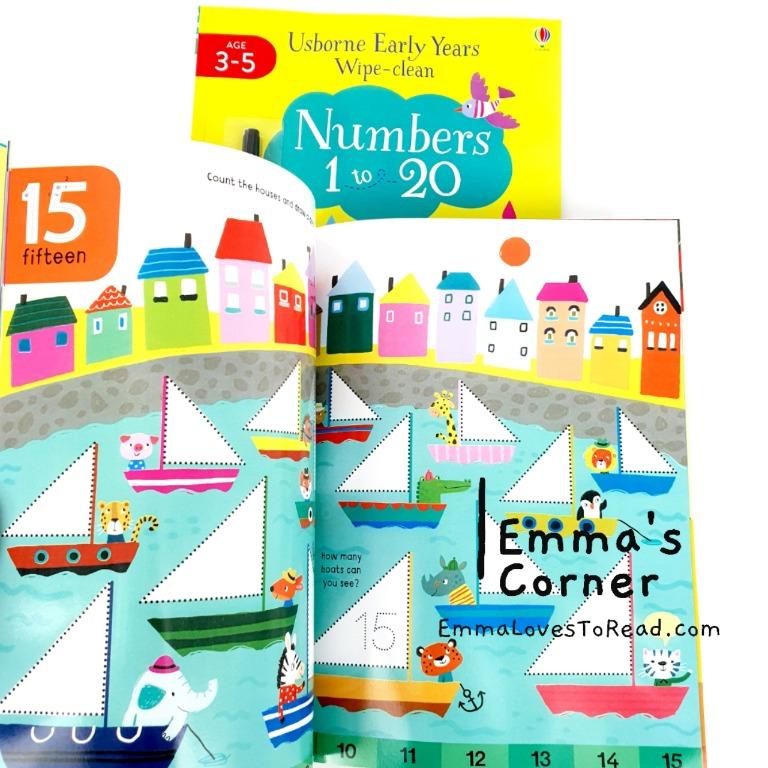 Usborne Early Years Wipe-Clean Numbers 1 to 20 Activity Book, Hobbies ...