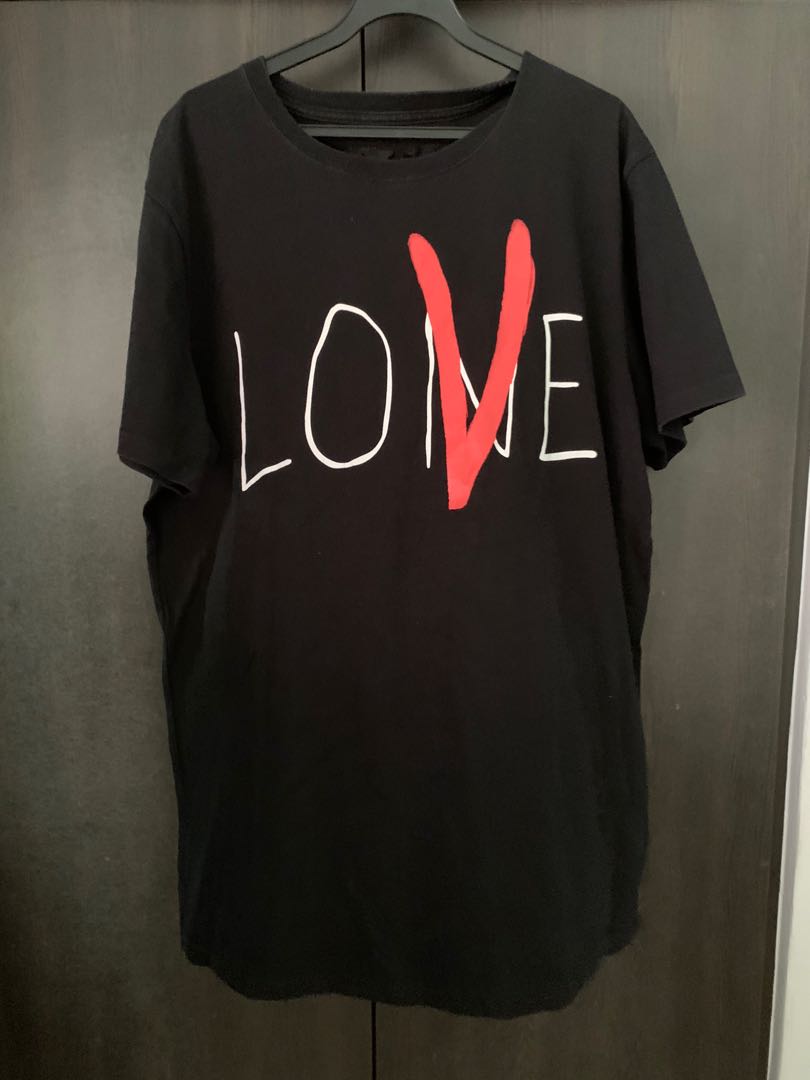 Vlone Love Black Red Top Tee T-Shirt T Shirt Live Vlone Die Vlone Alone ...