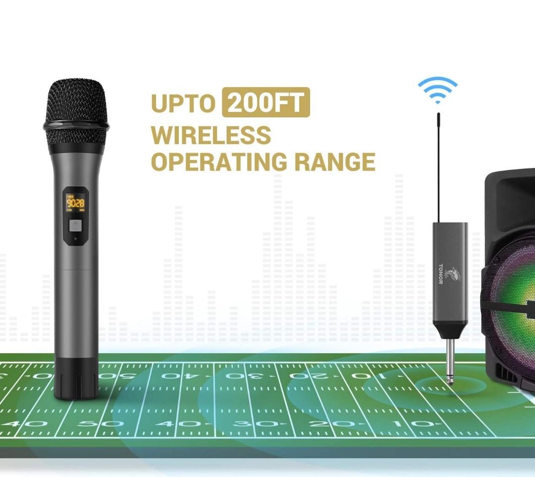 Wireless Microphone, TONOR UHF Dual Cordless Metal Dynamic Mic System ...