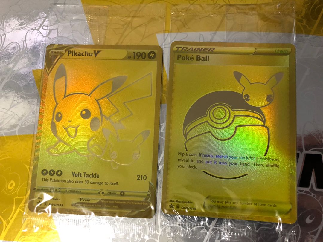 25th UPC Gold Pikachu & Gold Pokeball, 興趣及遊戲, 收藏品及紀念品, 古董收藏 - Carousell