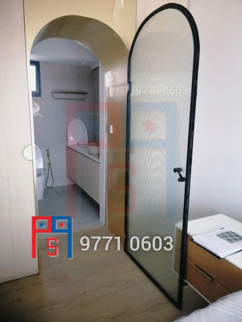 ARCHED REEDED TEMPERED GLASS DOOR, Furniture & Home Living, Security ...