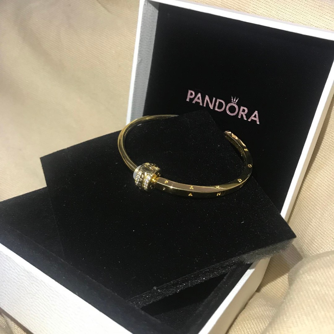 ‼️BIG SALE‼️ AUTHENTIC PANDORA GOLD SHINE PLATED I-D SIGNATURE OPEN ...