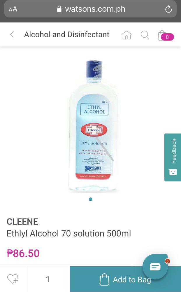 Cleene Ethyl Alcohol 500 ml, Health & Nutrition, Medical Supplies ...