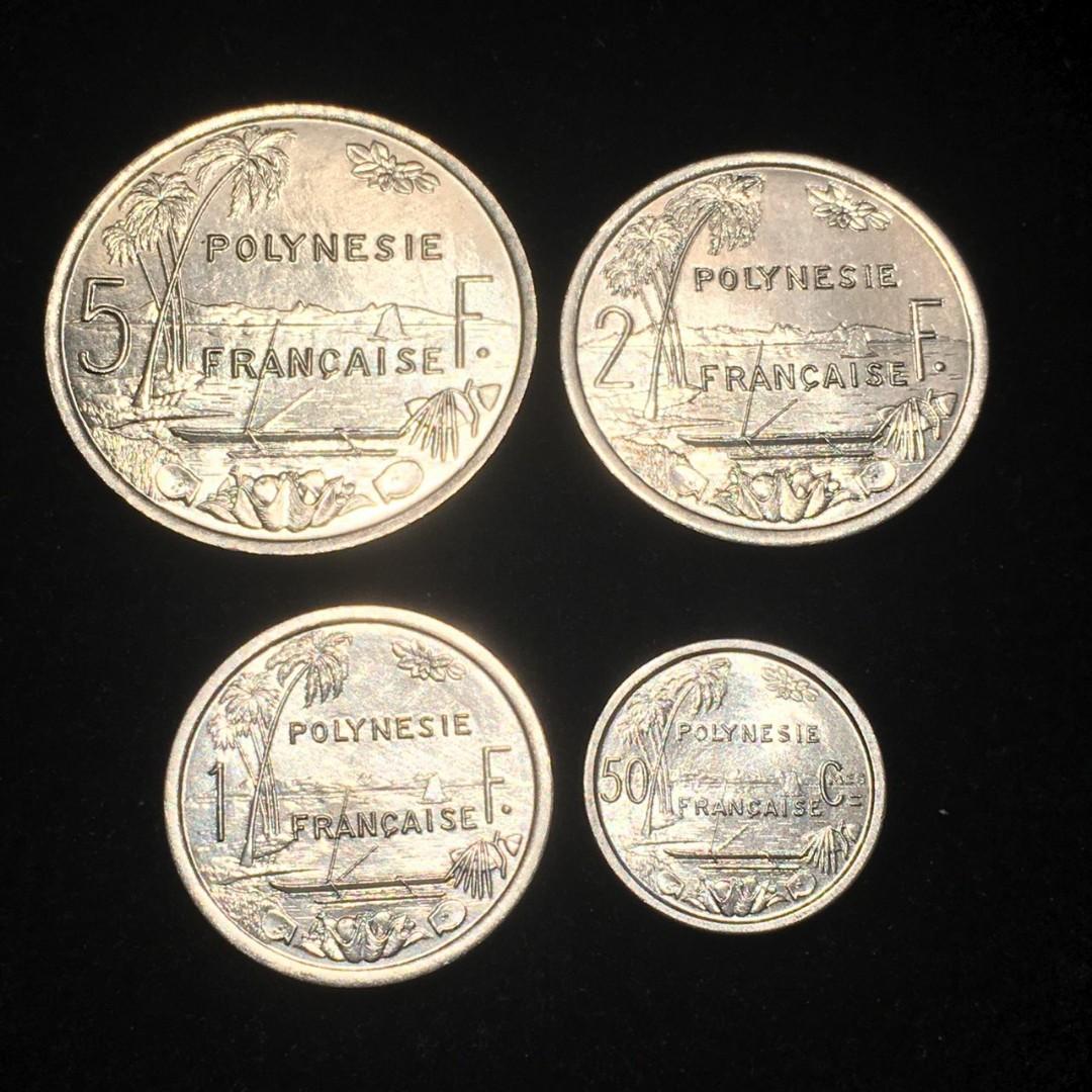 French Polynesia Aluminium Coin Set ( 50 Centimes + 1,2,5 Francs ...