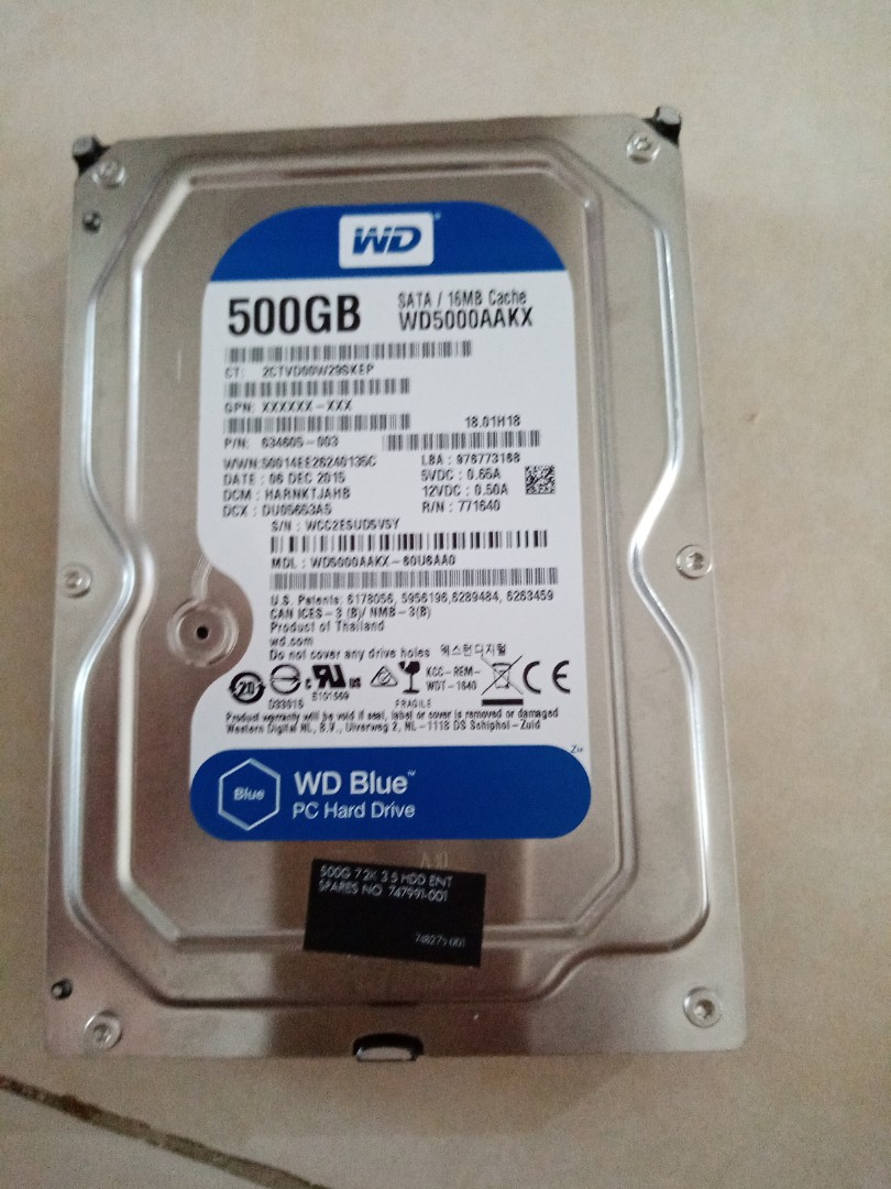 Western digital blue Hard disk drive 500gb for sale, Computers & Tech ...