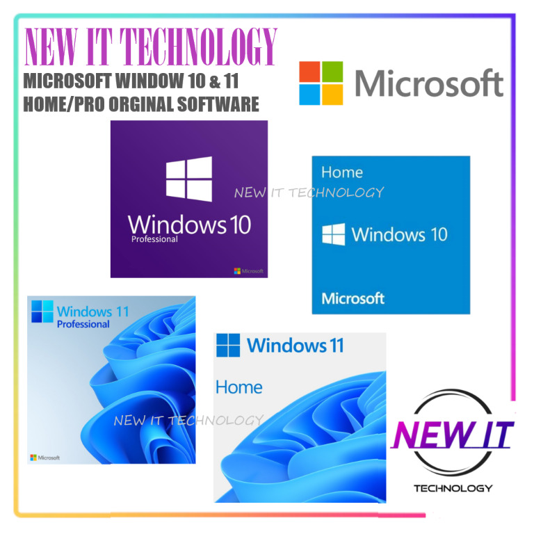 Microsoft Windows 10 & 11 Home & Pro Professional (OEM) Pack Original ...