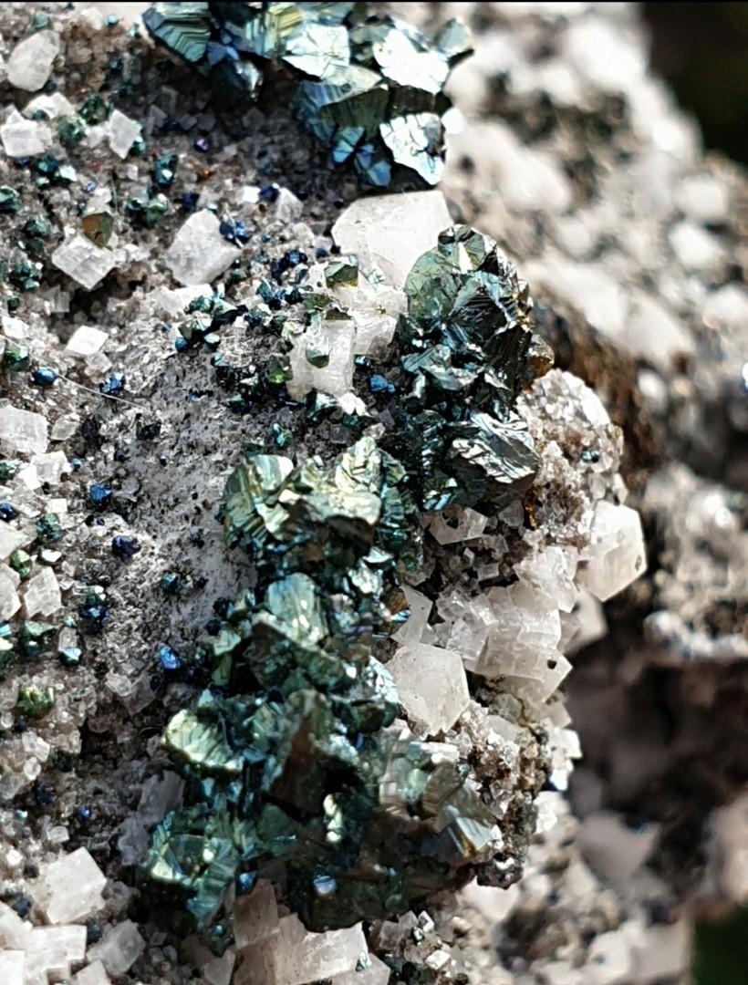 Old Collection Red UV Reactive Calcite with Marcasite and Dolomite on ...