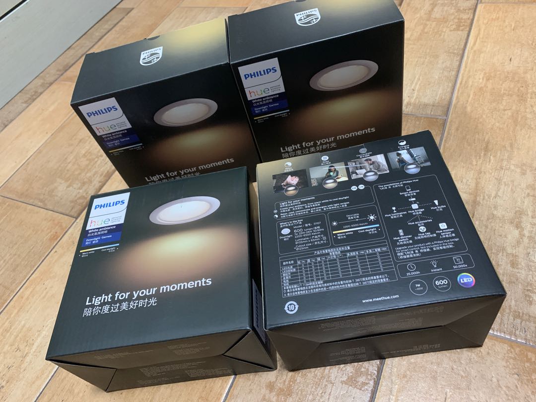 Philips Hue 51107 Downlights x4, Furniture & Home Living, Lighting ...