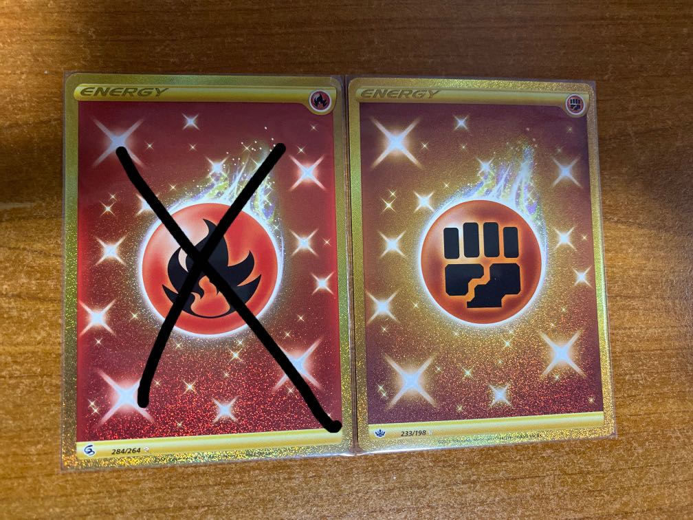 Pokemon TCG - Secret Rare Gold Fire & Fighting Energy, Hobbies & Toys ...