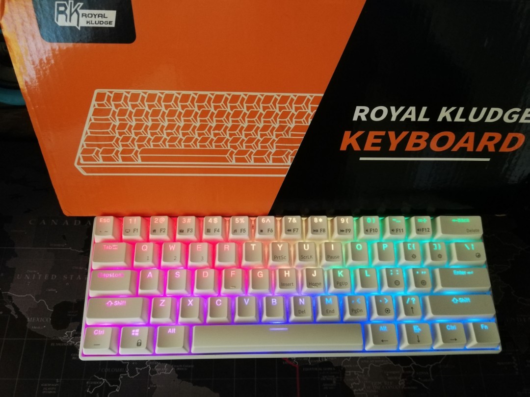 ROYAL KLUDGE RK61 RK 61 RED SWITCH RGB MECHANICAL WHITE GAMING KEYBOARD ...