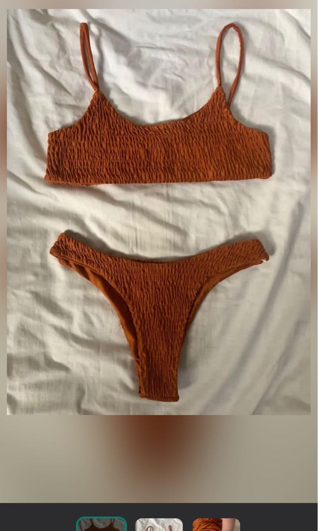 Rust smocked bikini set, Women's Fashion, Swimwear, Bikinis & Swimsuits ...