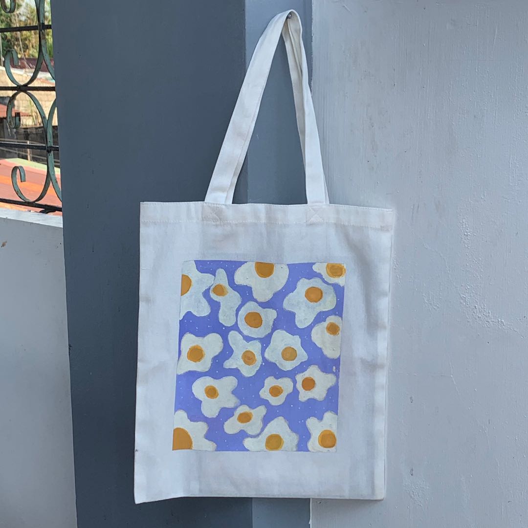Sunny Side Up- Hand Painted Tote Bag, Women's Fashion, Bags & Wallets ...