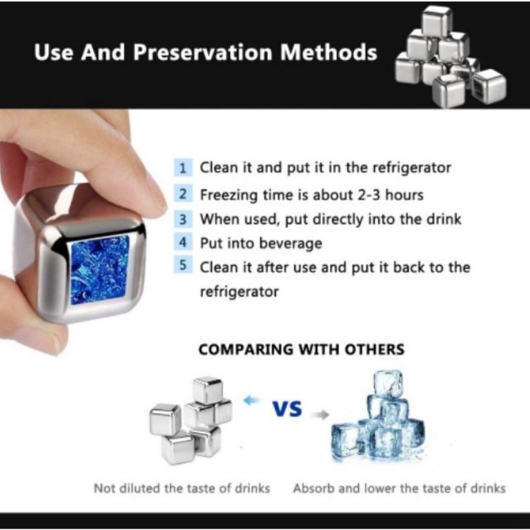 SUS304 Stainless Steel Ice Cube Food Safe Grade Reusable Ice Cubes ...