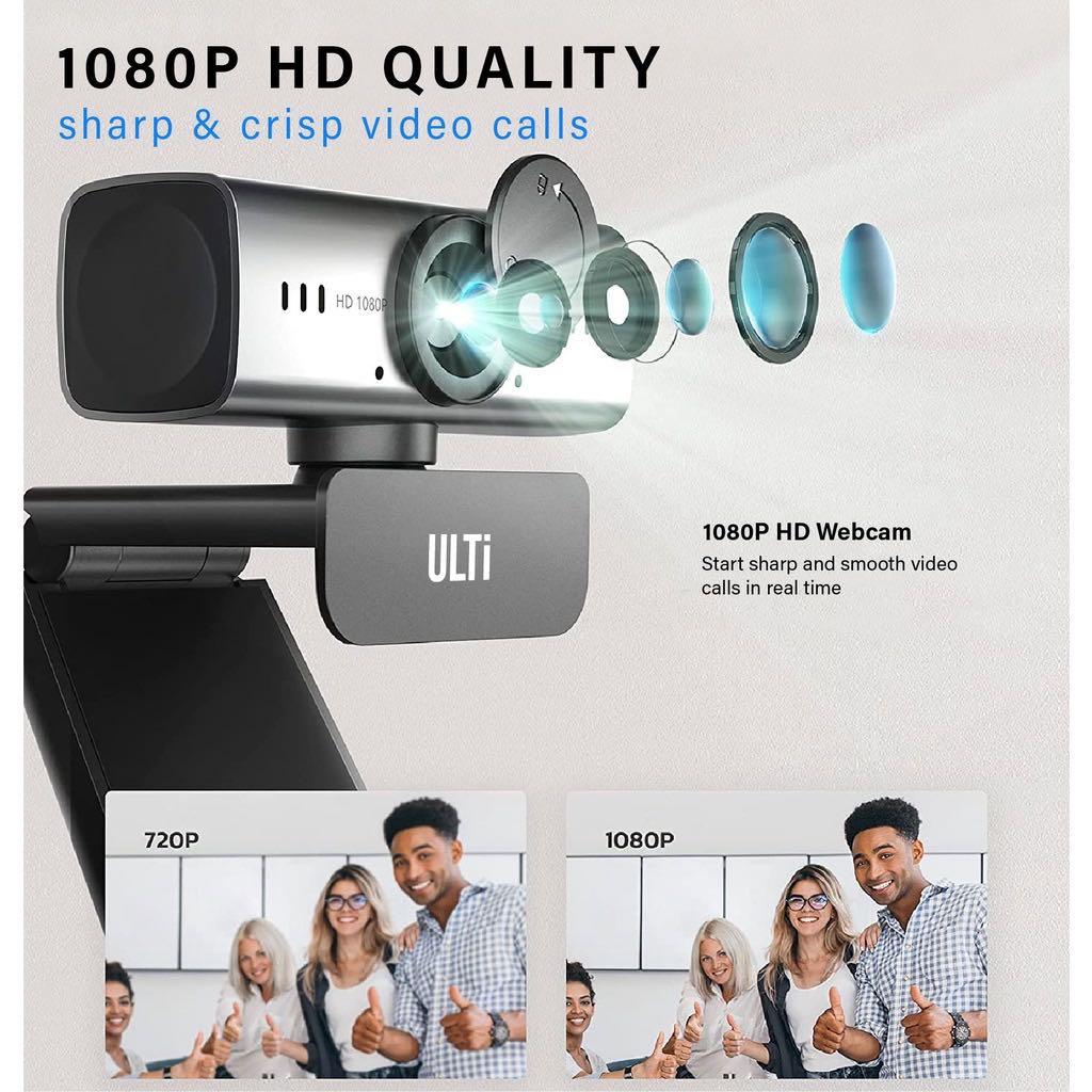 ULTi PRO FHD Webcam, 1080P 30FPS, Auto Focus, Dual Stereo Mics, PC ...