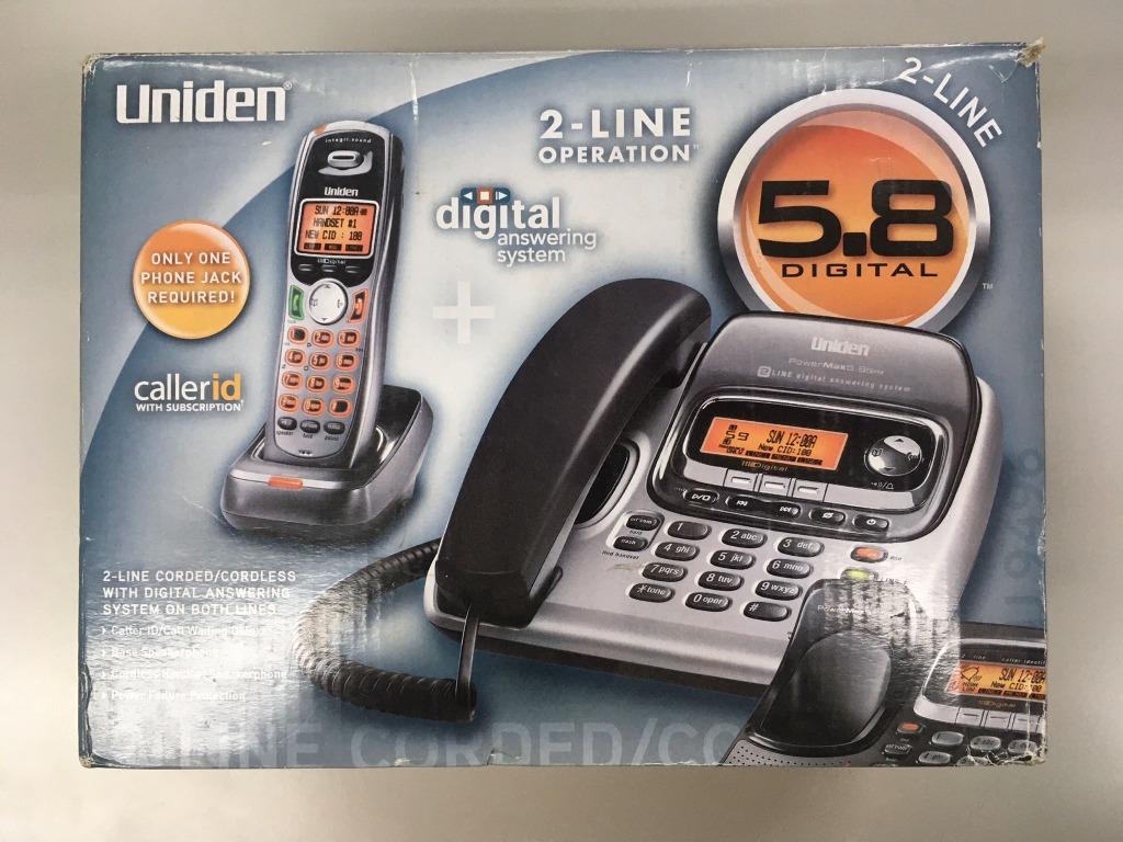 Uniden TRU9496 2 line phone 5.8 ghz digital combo telephone (corded + 4 ...