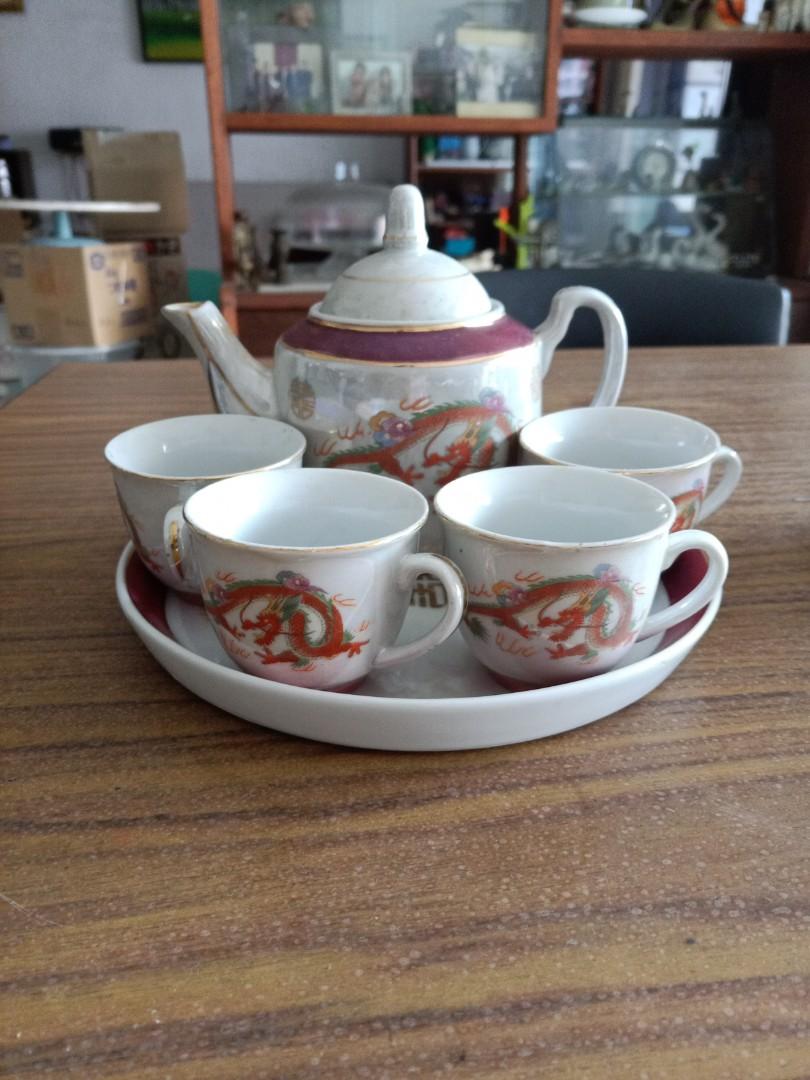 Vintage set of dragon & phoenix chinese tea set, Hobbies & Toys ...