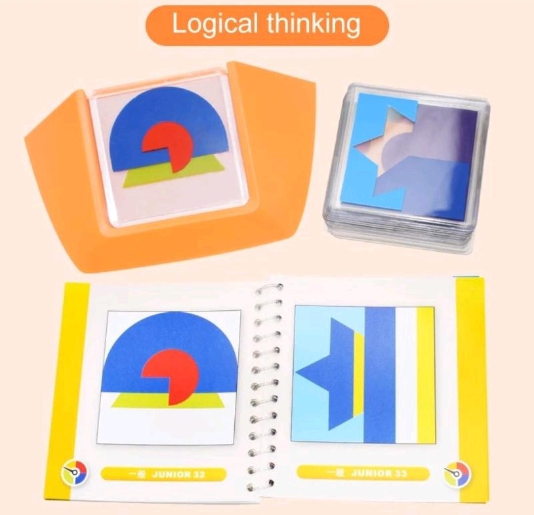 100 Challenge Color Code Puzzle Games Tangram Jigsaw Board Kids Skills ...