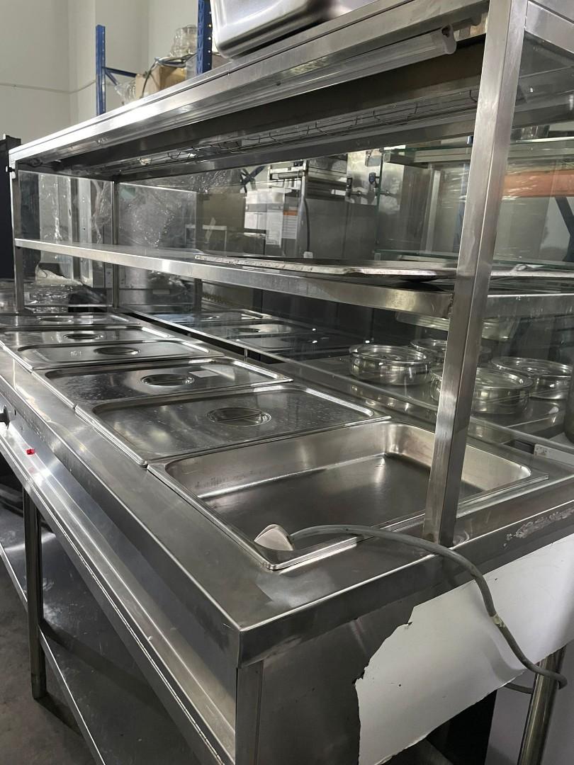 SS 6 Hole Tray Bain Marie Food Display Warmer Showcase 2 Tier Shelve ...