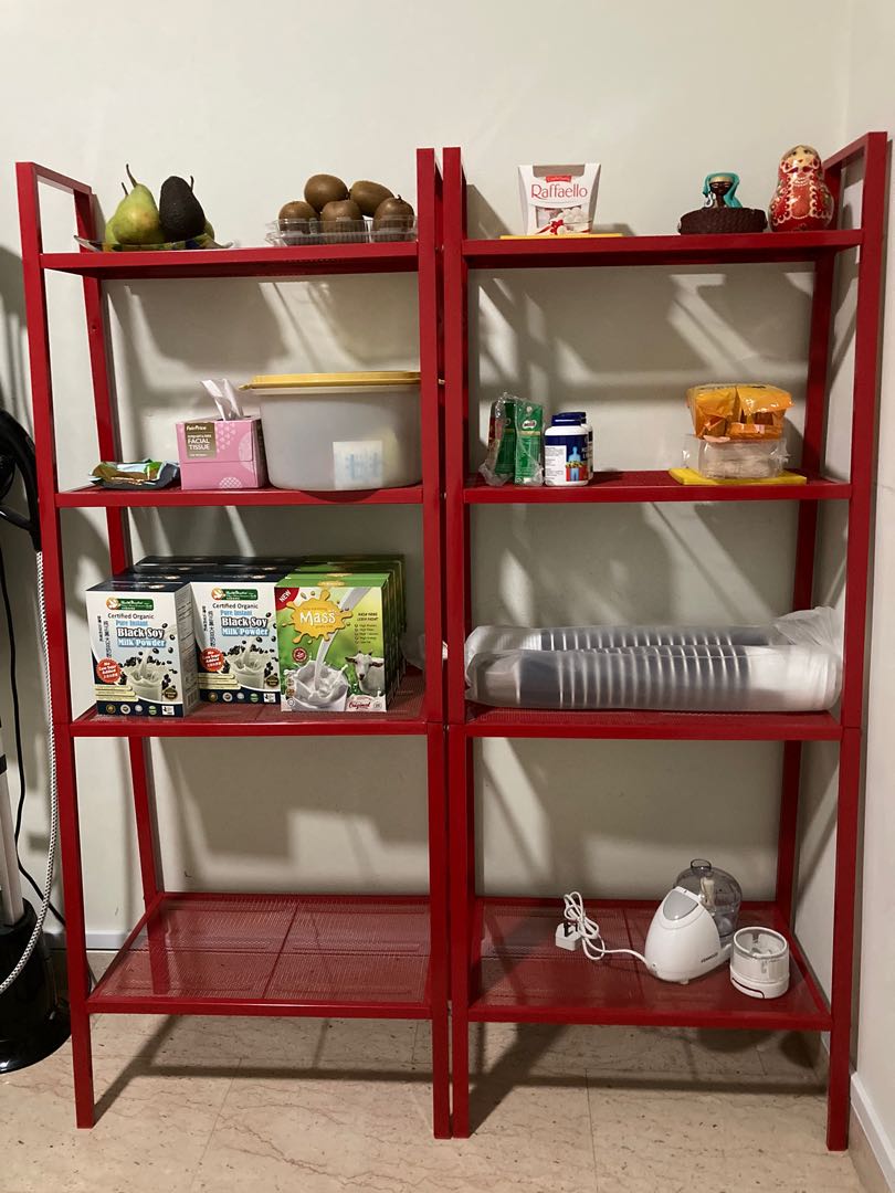 A set of 3 IKEA red and yellow shelves, Furniture & Home Living ...