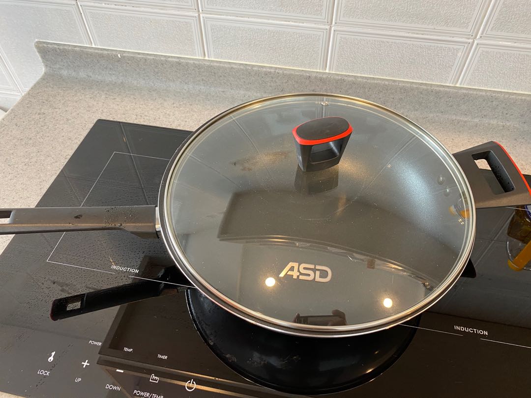 ASD 32cm Gusto Red Non-stick Skillet Wok with Glass Lid HP8332GL-RD ...