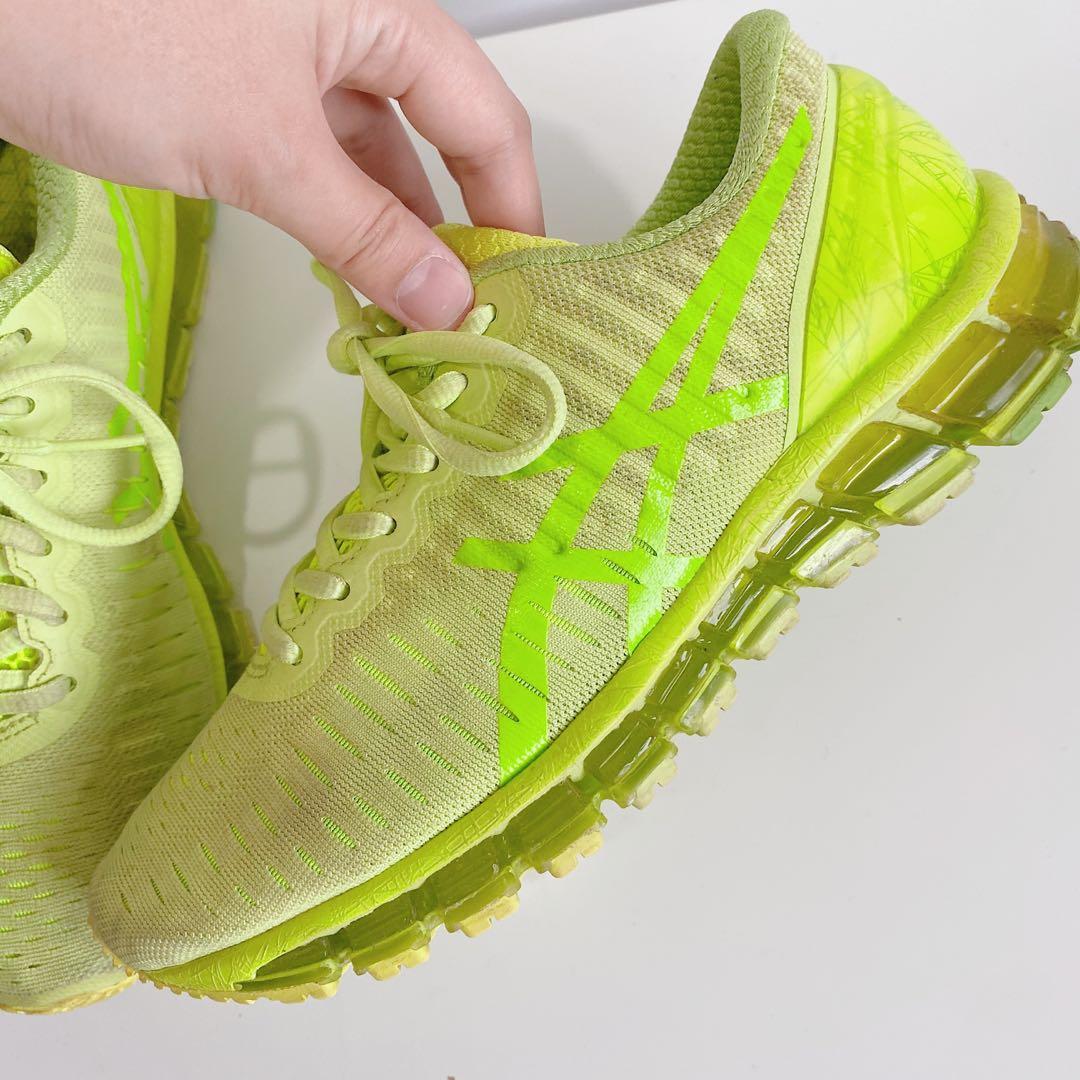 Asics Gel Neon Green Running Shoes Sneakers, Women's Fashion, Footwear ...